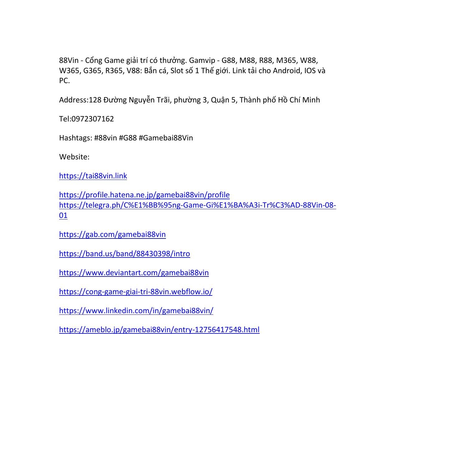 Cổng Game Giải Trí 88Vin.docx | DocDroid