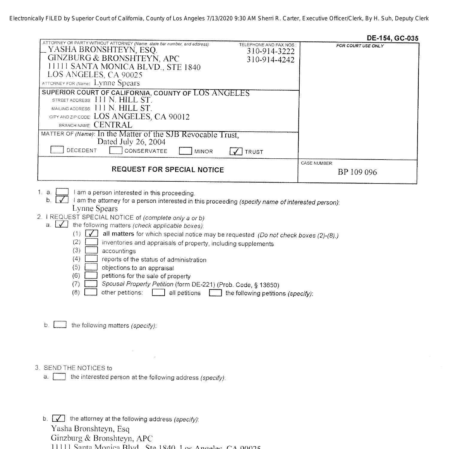 CA_July 13, 2020 Special Notice SJB Lynne Spears LA_1788823109 ...