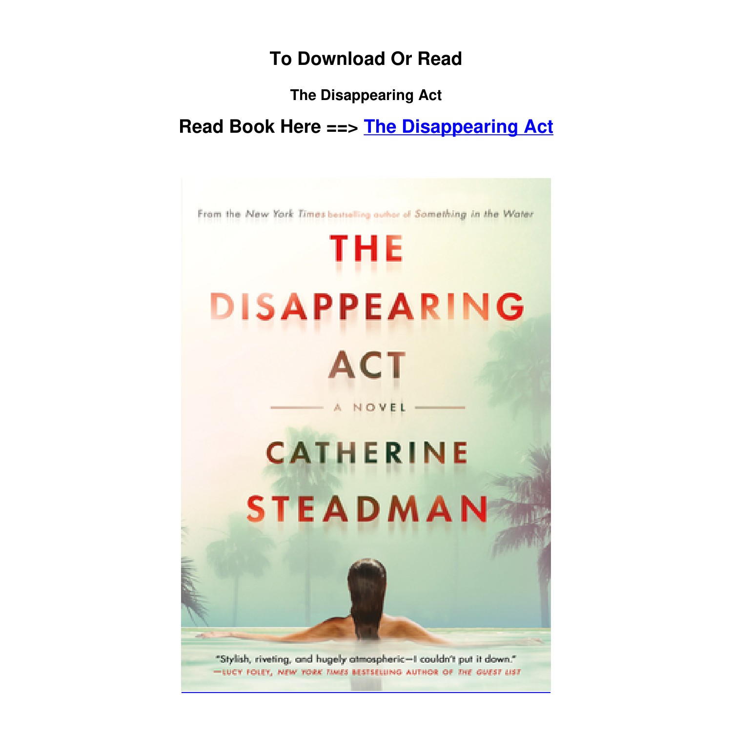DOWNLOAD epub The Disappearing Act by Catherine Steadman.pdf | DocDroid