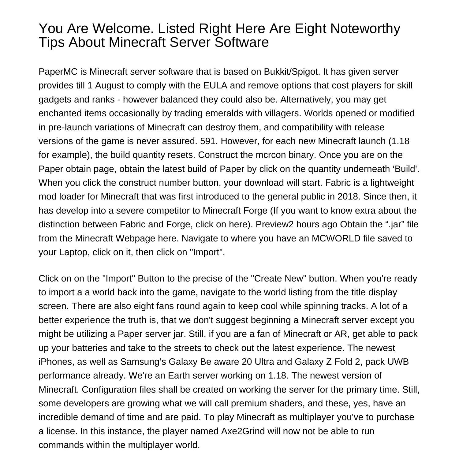 You Are Welcome Listed Right Here Are 8 Noteworthy Tips On Minecraft ...