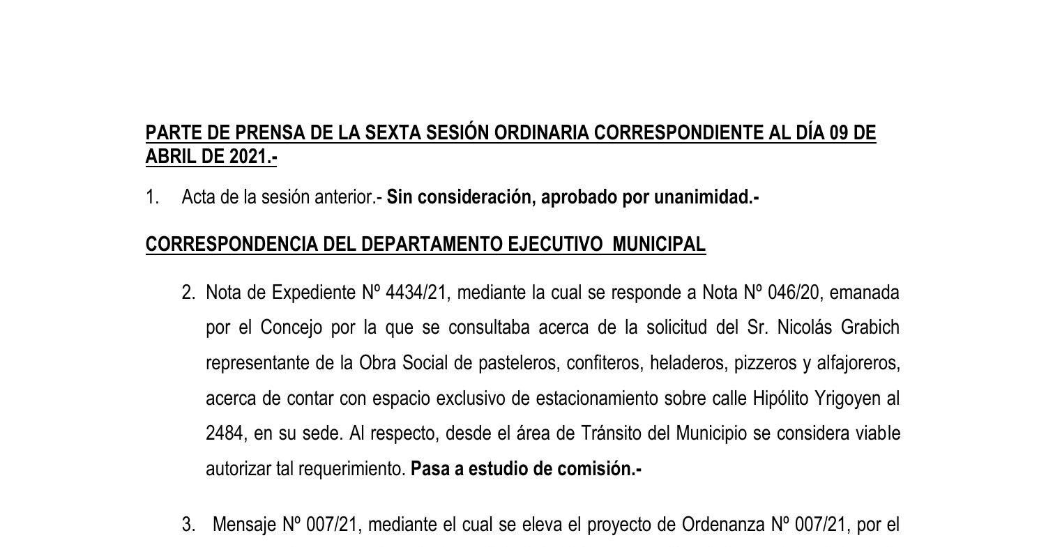 PARTE DE PRENSA SEXTA SESIÓN ORDINARIA 09-04-2021.pdf | DocDroid