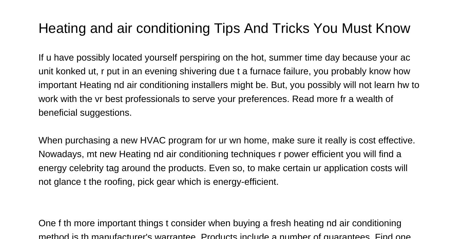 HVAC Tips And Tricks You Must Knowcdufd.pdf.pdf | DocDroid