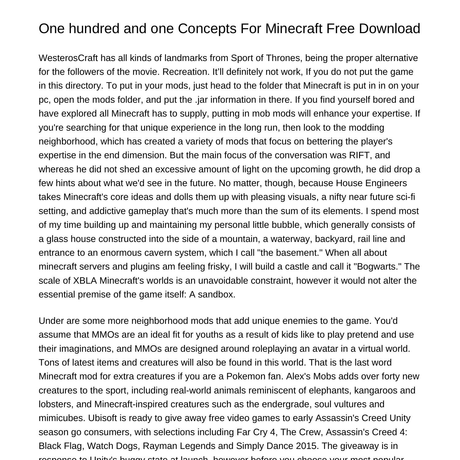 One hundred and one Concepts For Minecraft Free Downloadpcppr.pdf.pdf | DocDroid
