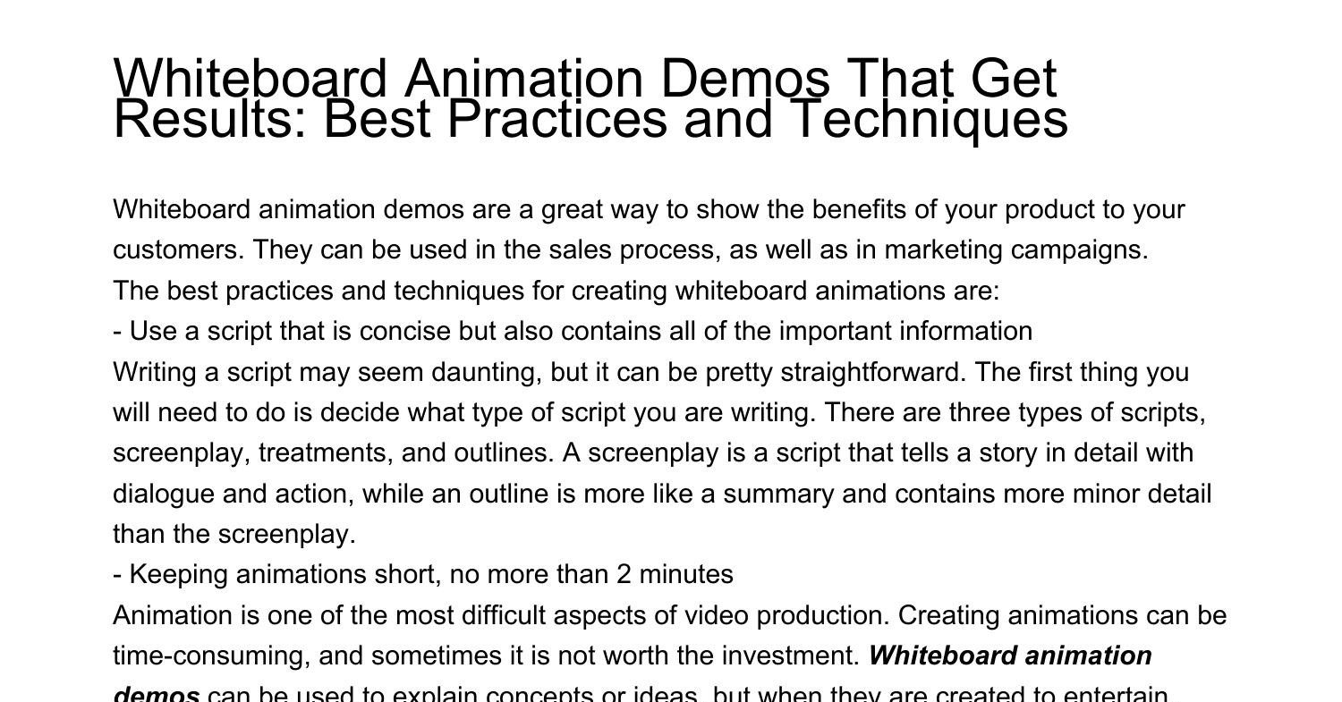 H1whiteboard Animation Demos That Get Results Best Practices And