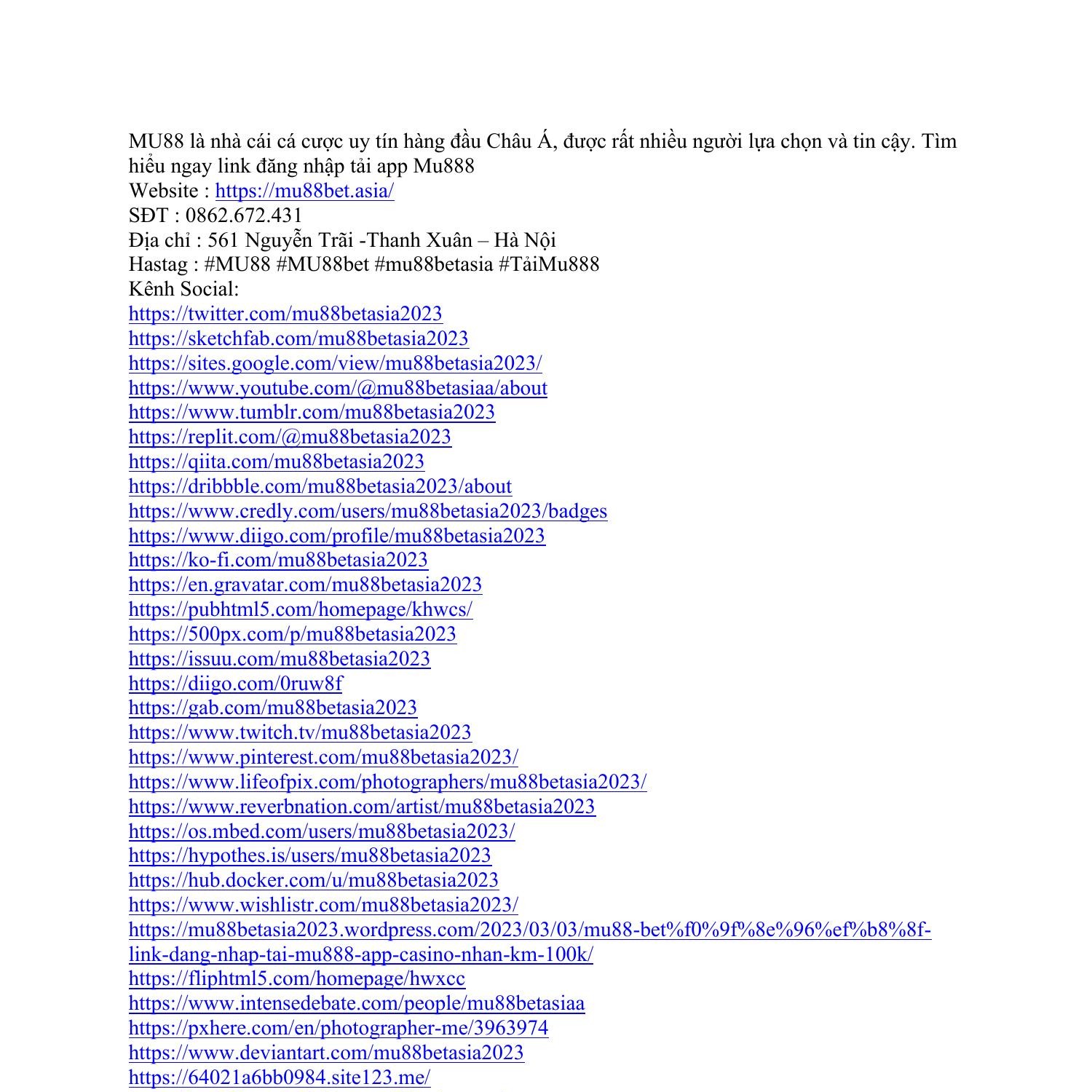 MU88 bet 🎖️ Link đăng nhập Tải Mu888 App Casino nhận KM 100k.docx | DocDroid