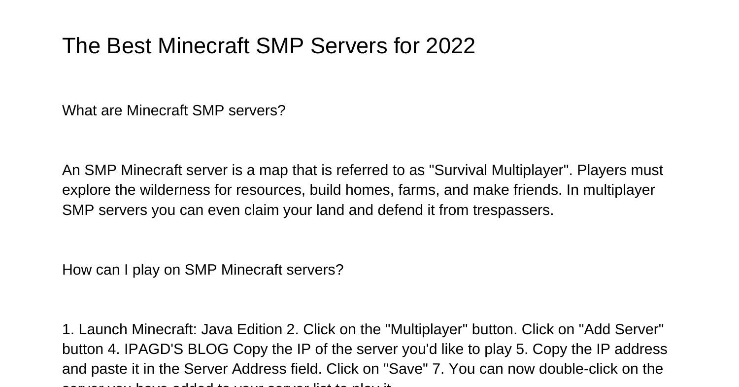 Best Minecraft SMP Servers for 2022vcpwu.pdf.pdf | DocDroid
