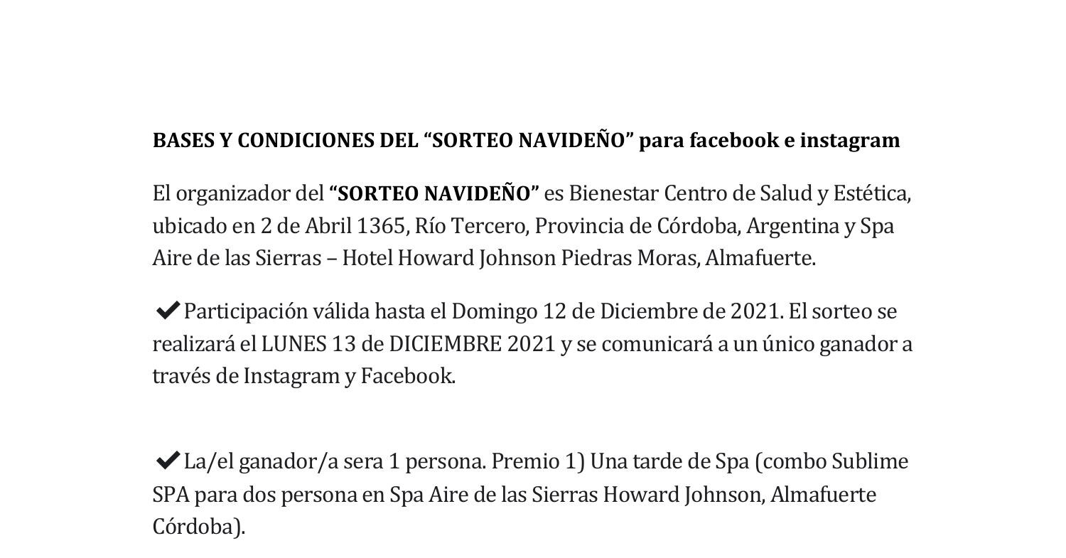 BASES Y CONDICIONES SORTEO SPA Y BIENESTAR NAVIDAD.docx | DocDroid