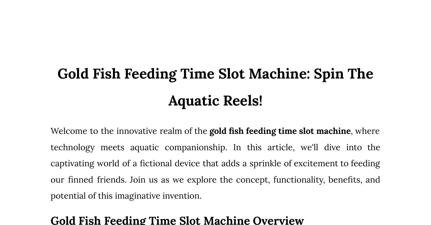 Gold Fish Feeding Time Slot Machine_ Spin The Aquatic Reels!.pdf | DocDroid