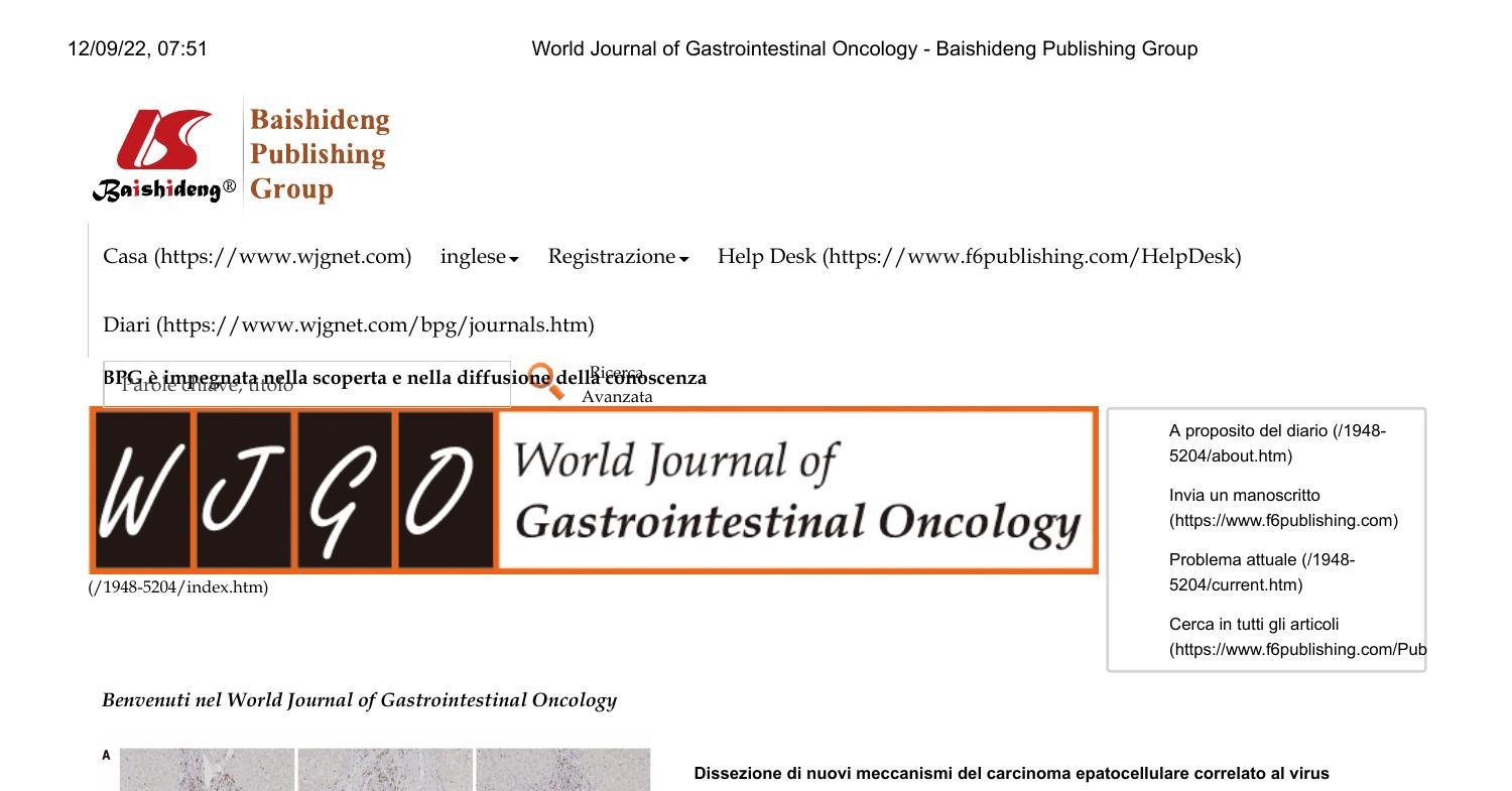 World Journal of Gastrointestinal Oncology - Baishideng Publishing ...