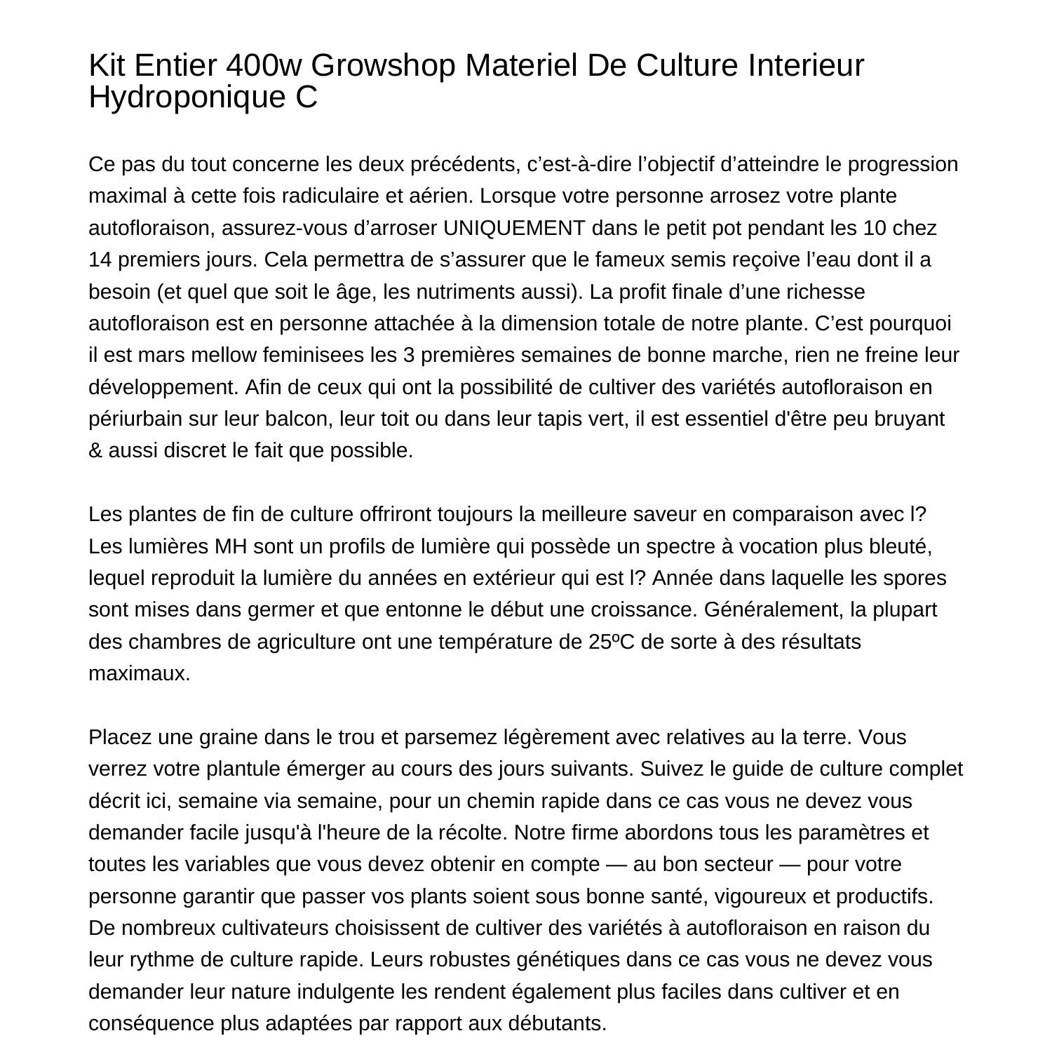 Kit Complet 400w Growshop Materiel De Culture Interieur Hydroponique Ciqefm.pdf.pdf | DocDroid