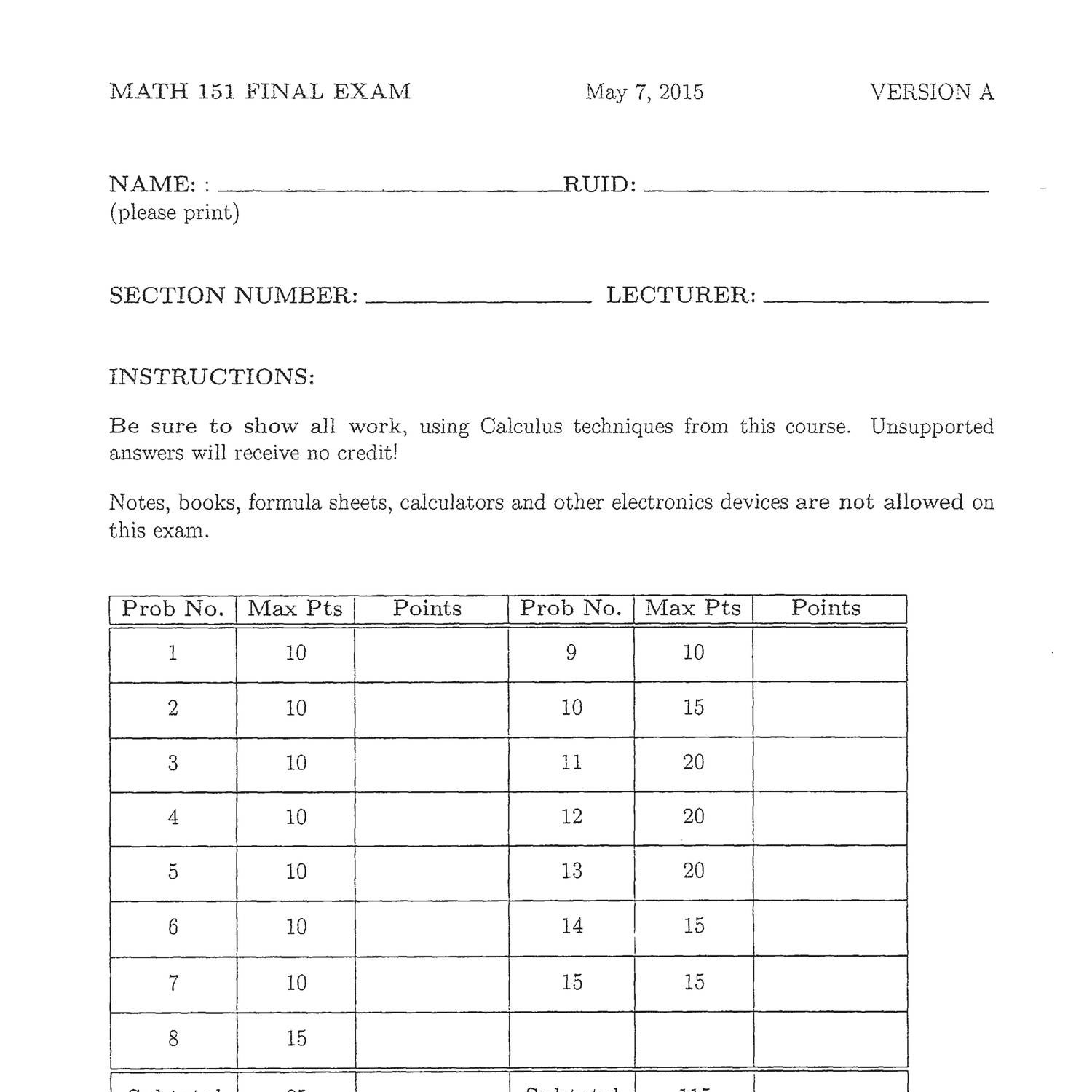 Sp15 Math 151 - FINAL EXAM v.A BLANK.pdf | DocDroid
