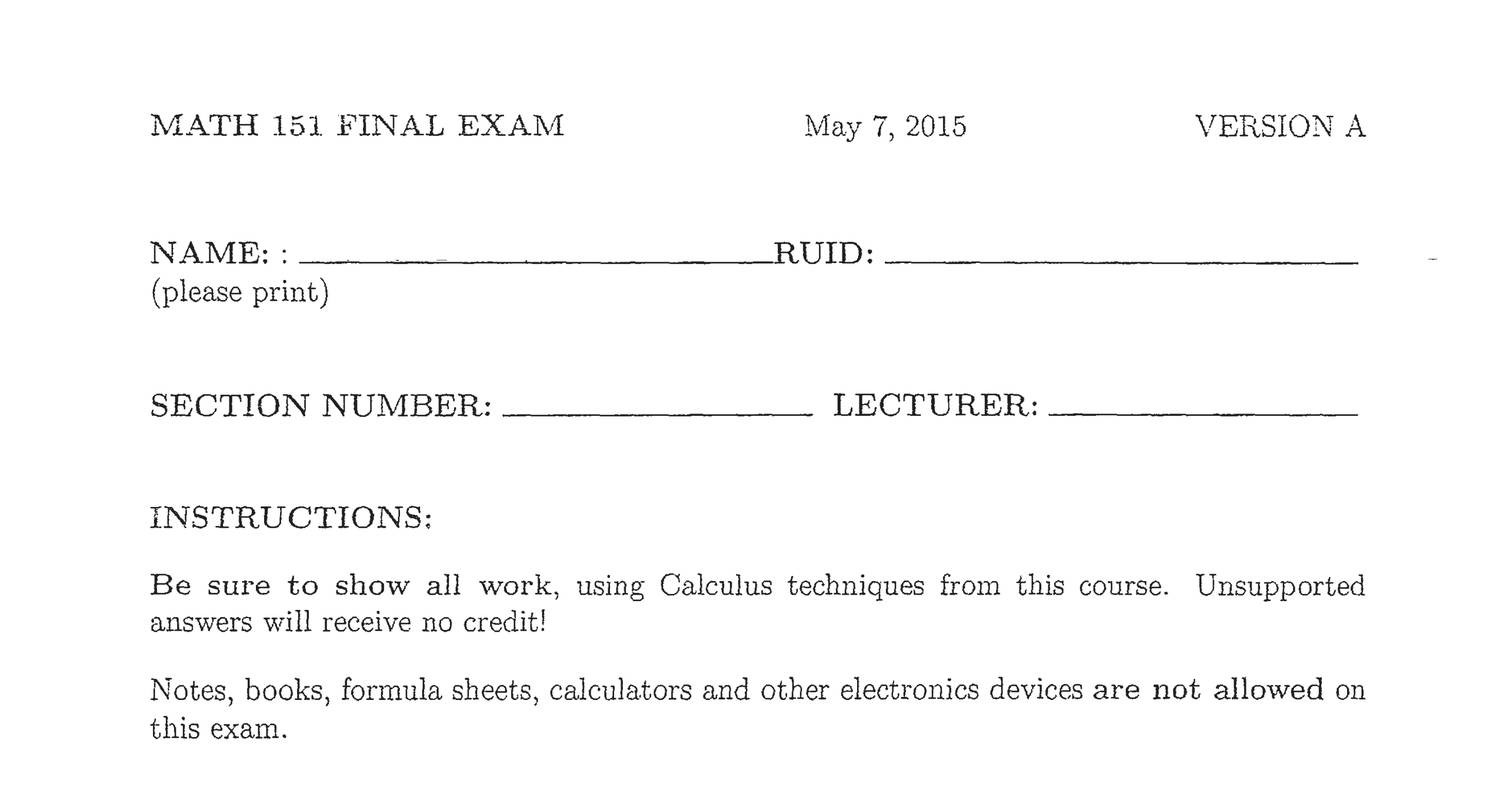 Sp15 Math 151 Final Exam V A Blank Pdf Docdroid