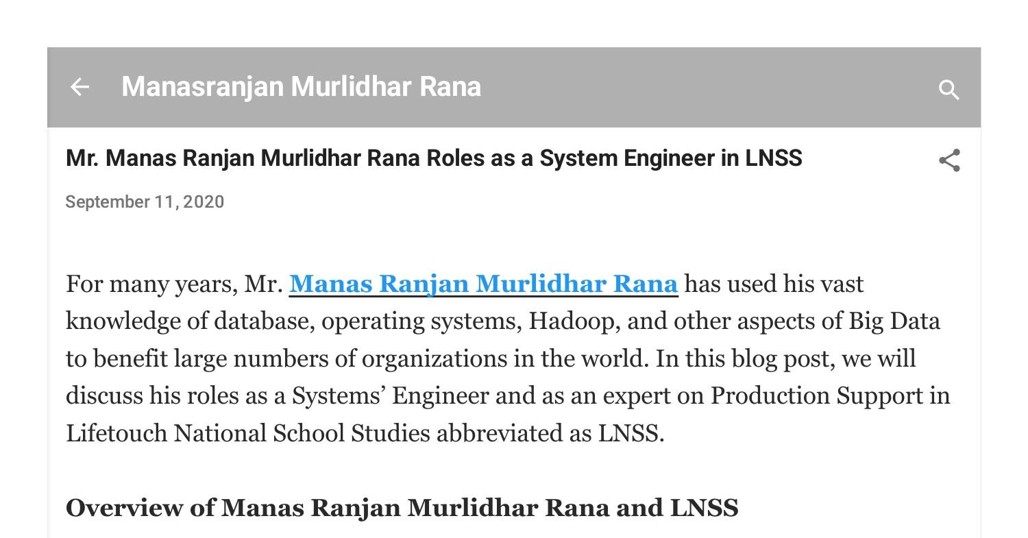 Mr. Manas Ranjan Murlidhar Rana Roles as a System Engineer in LNSS.pdf ...