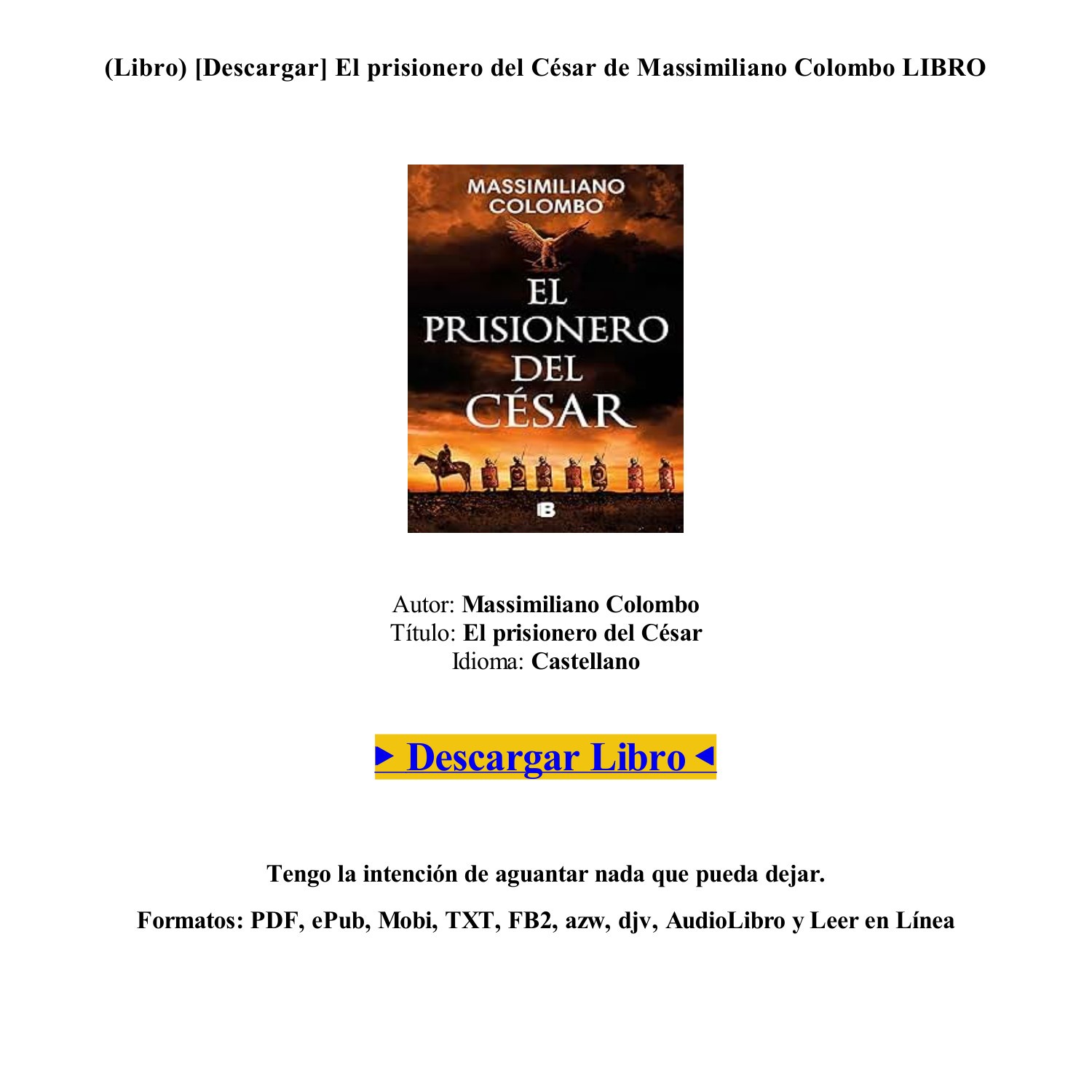 [Descargar] (GRATIS) El prisionero del César de Massimiliano Colombo (LIBRO).pdf | DocDroid
