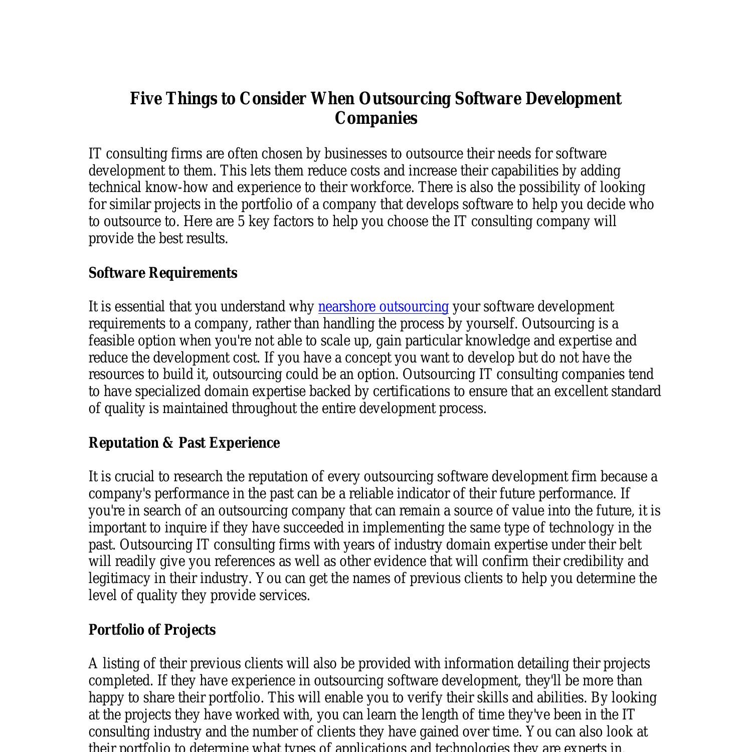 Five Things to Consider When Outsourcing Software Development Companies.pdf | DocDroid