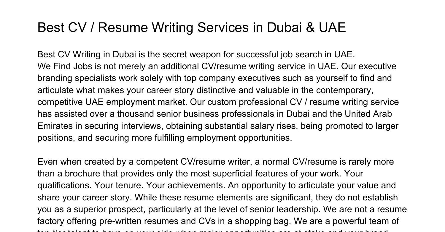 Best CV Resume Writing Services in Dubai UAEzihrr.pdf.pdf | DocDroid