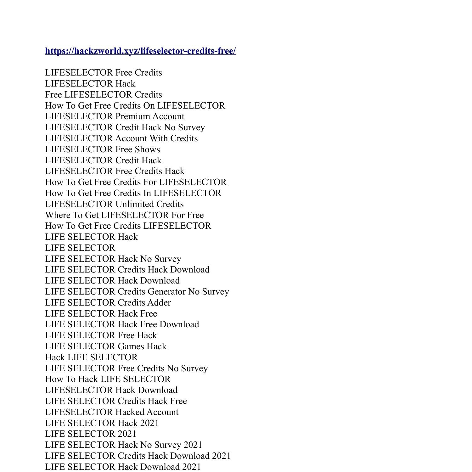 LIFESELECTOR Free Credits 2021.pdf | DocDroid