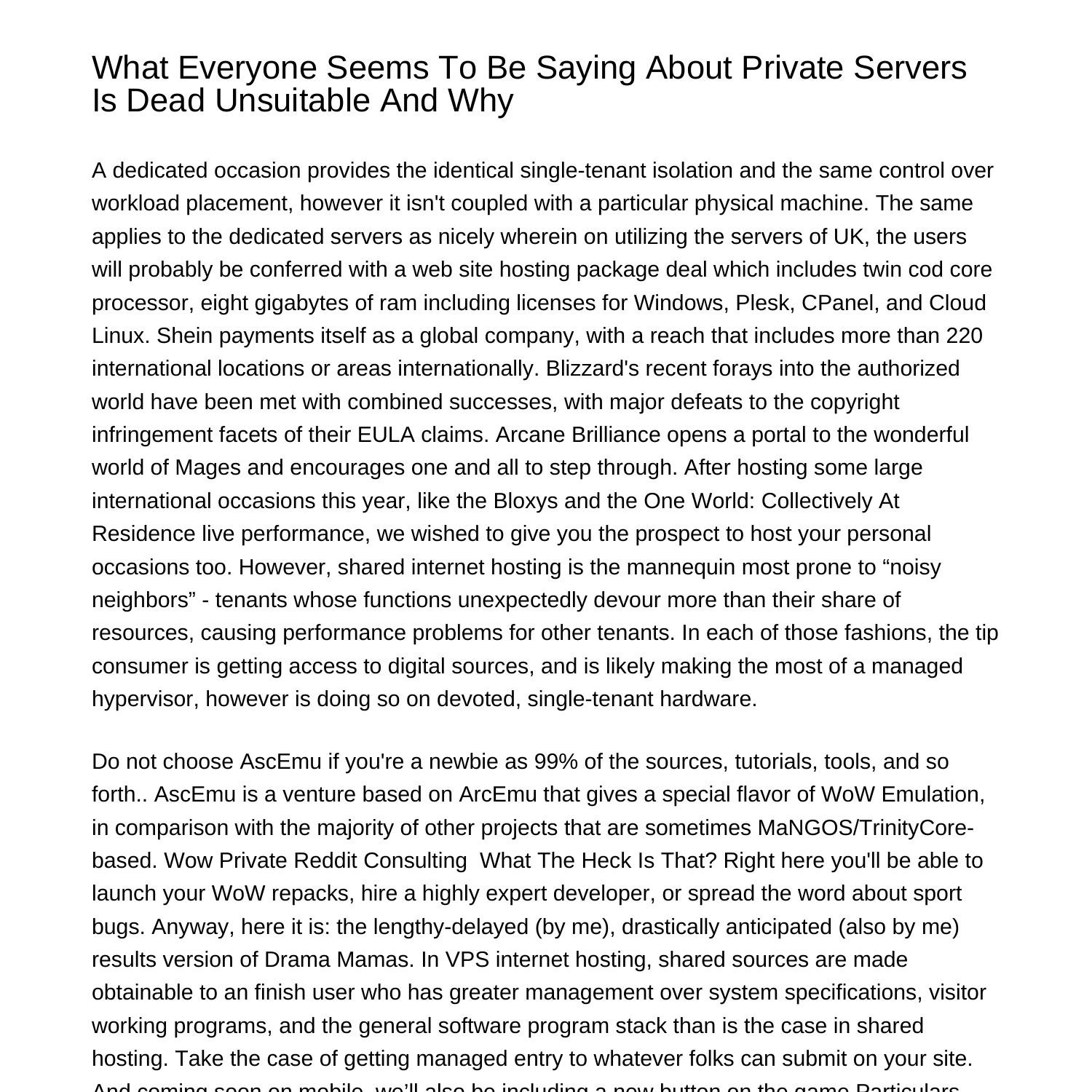 What Everyone Is Saying About Private Servers Is Dead Fallacious And ...
