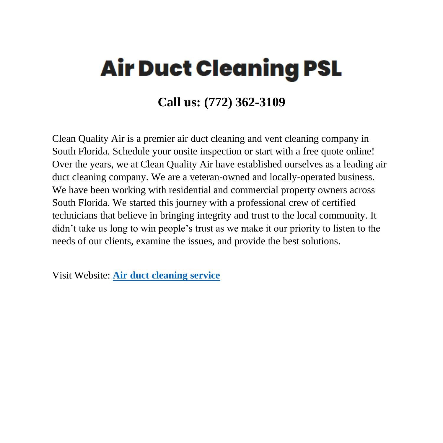 Clean Quality Air Duct Cleaning.pdf | DocDroid