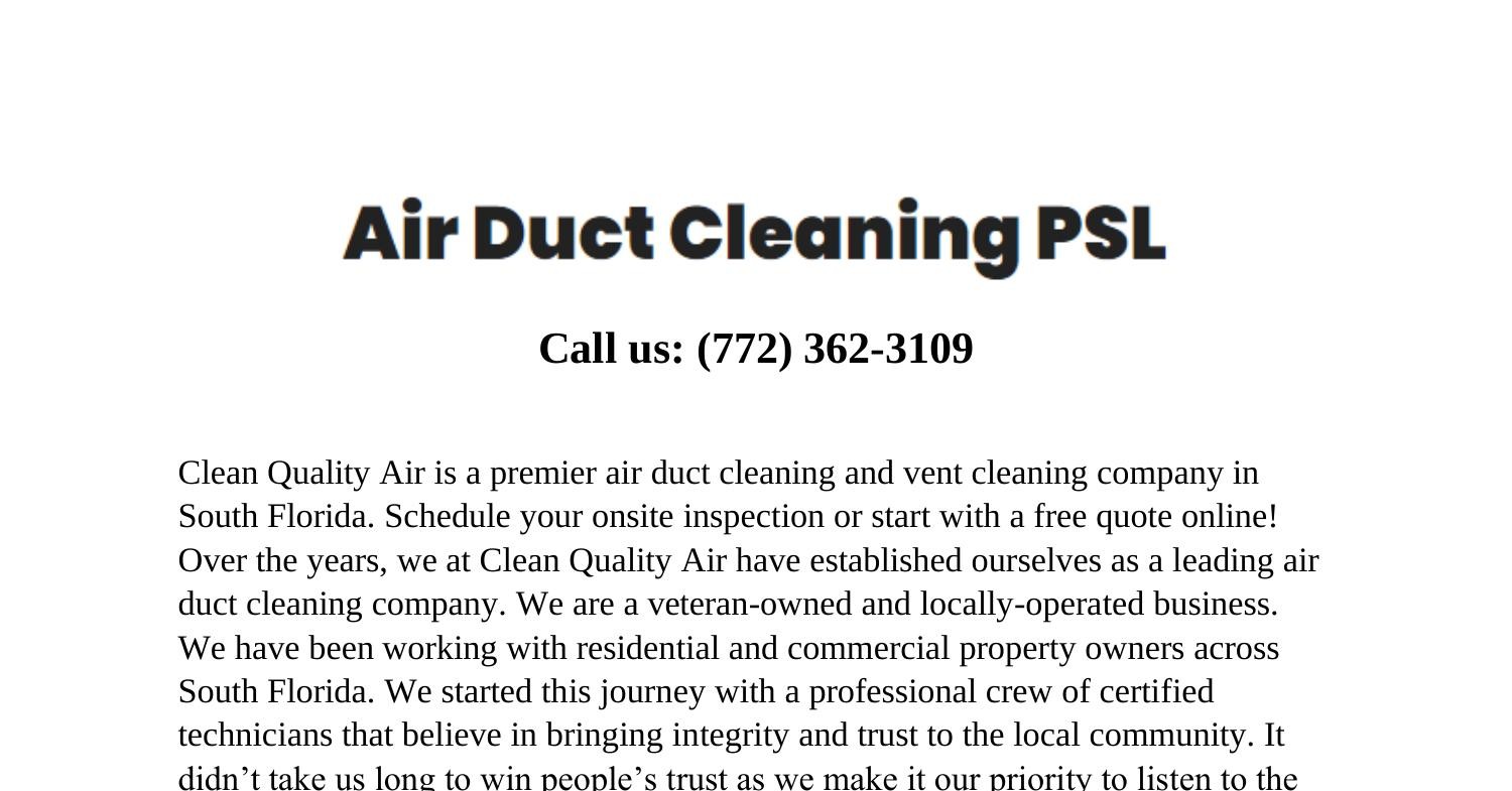 Clean Quality Air Duct Cleaning.pdf | DocDroid