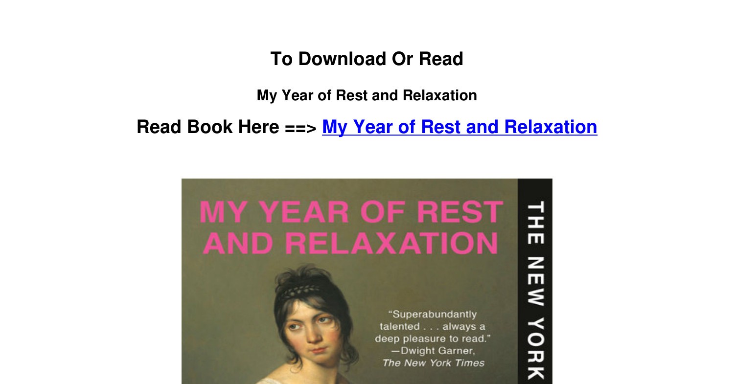 pdf download My Year of Rest and Relaxation By Ottessa Moshfegh.pdf ...