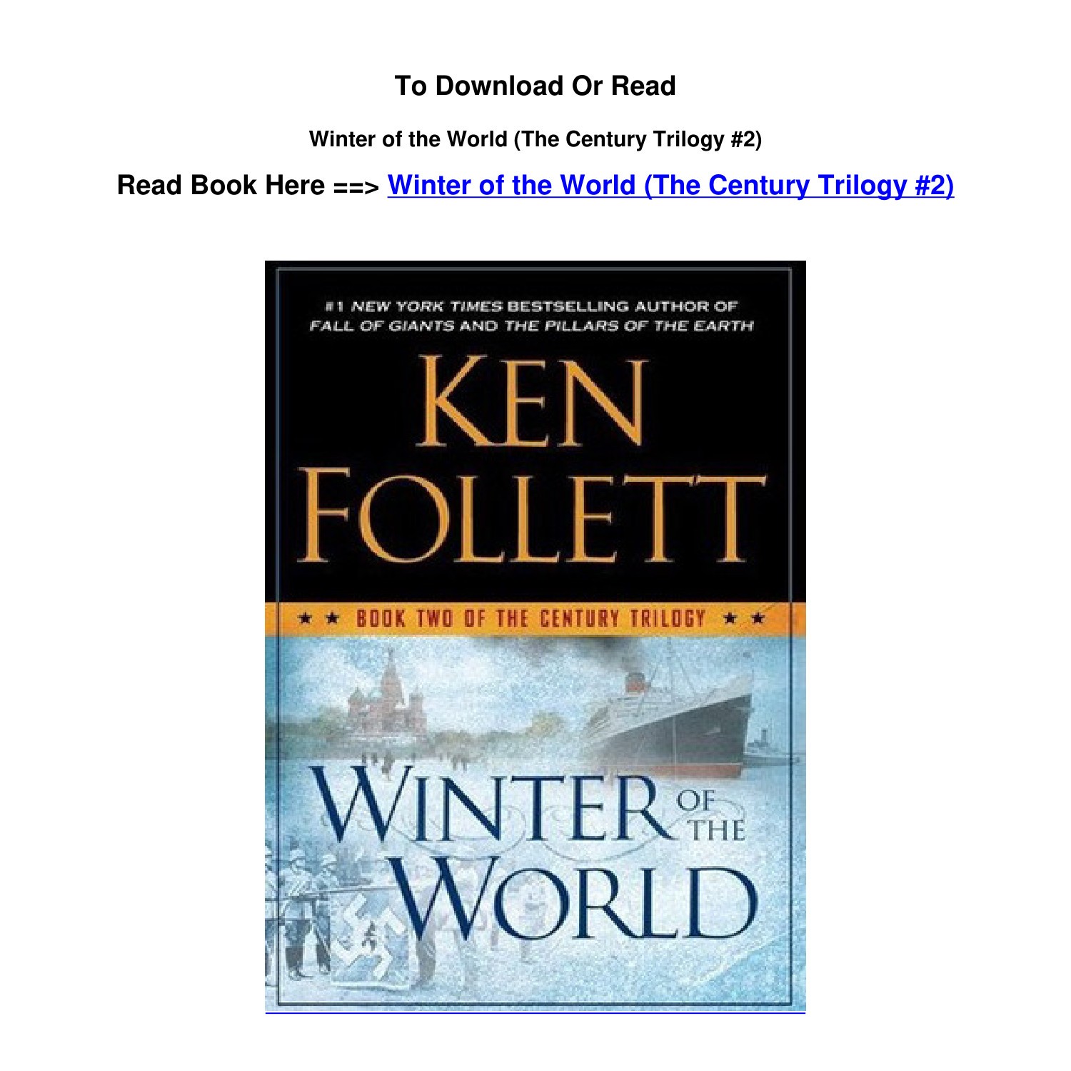 pdf DOWNLOAD Winter of the World The Century Trilogy 2 BY Ken Follett ...
