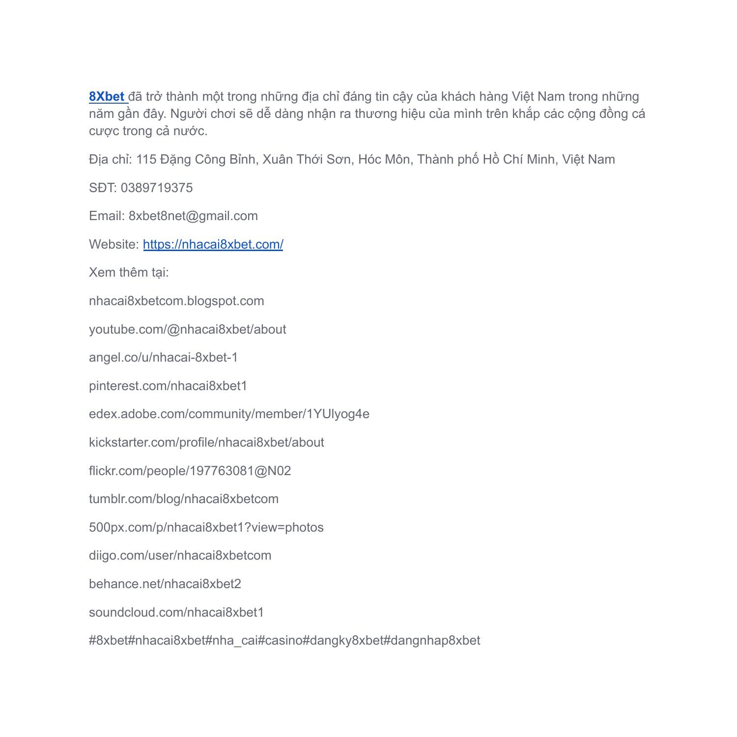 Nhà cái 8Xbet.pdf | DocDroid