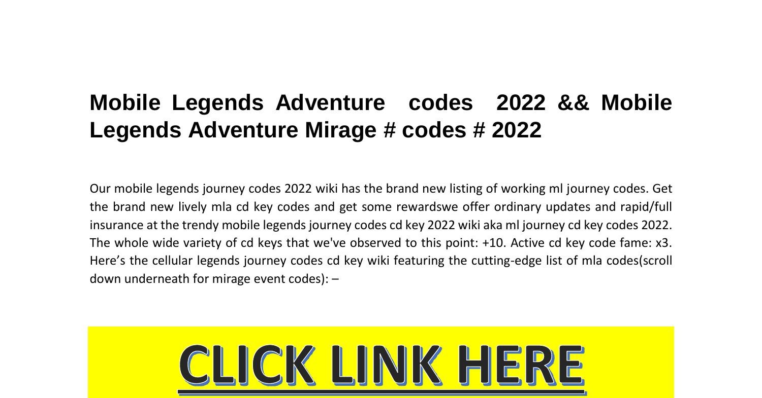 Mobile Legends Adventure codes 2022.pdf | DocDroid