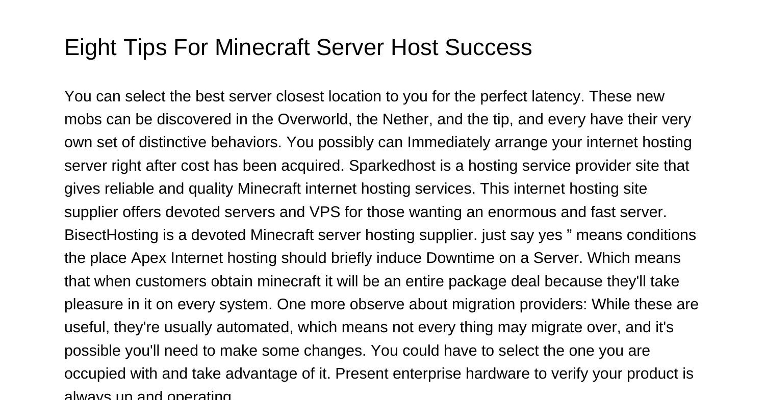Six Tips For Minecraft Server Host Successxryep.pdf.pdf | DocDroid