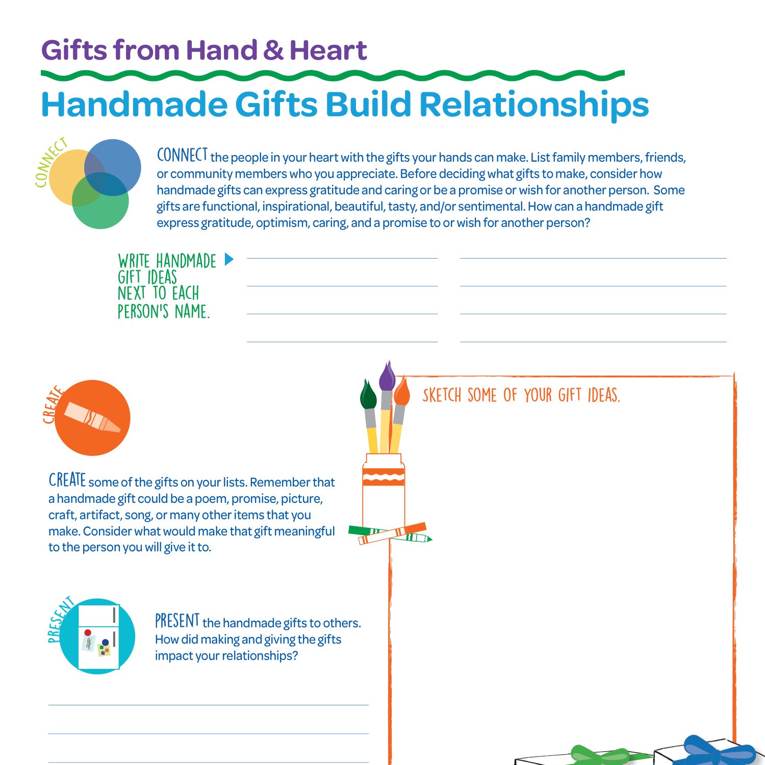 Student Thinking Sheet_Handmade Gifts Build Relationships_Crayola ...
