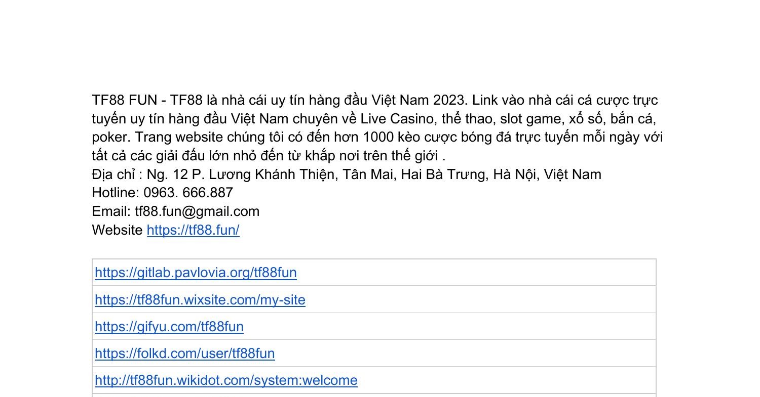 TF88 FUN - TF88 là nhà cái hàng đầu Việt Nam 2023.docx | DocDroid