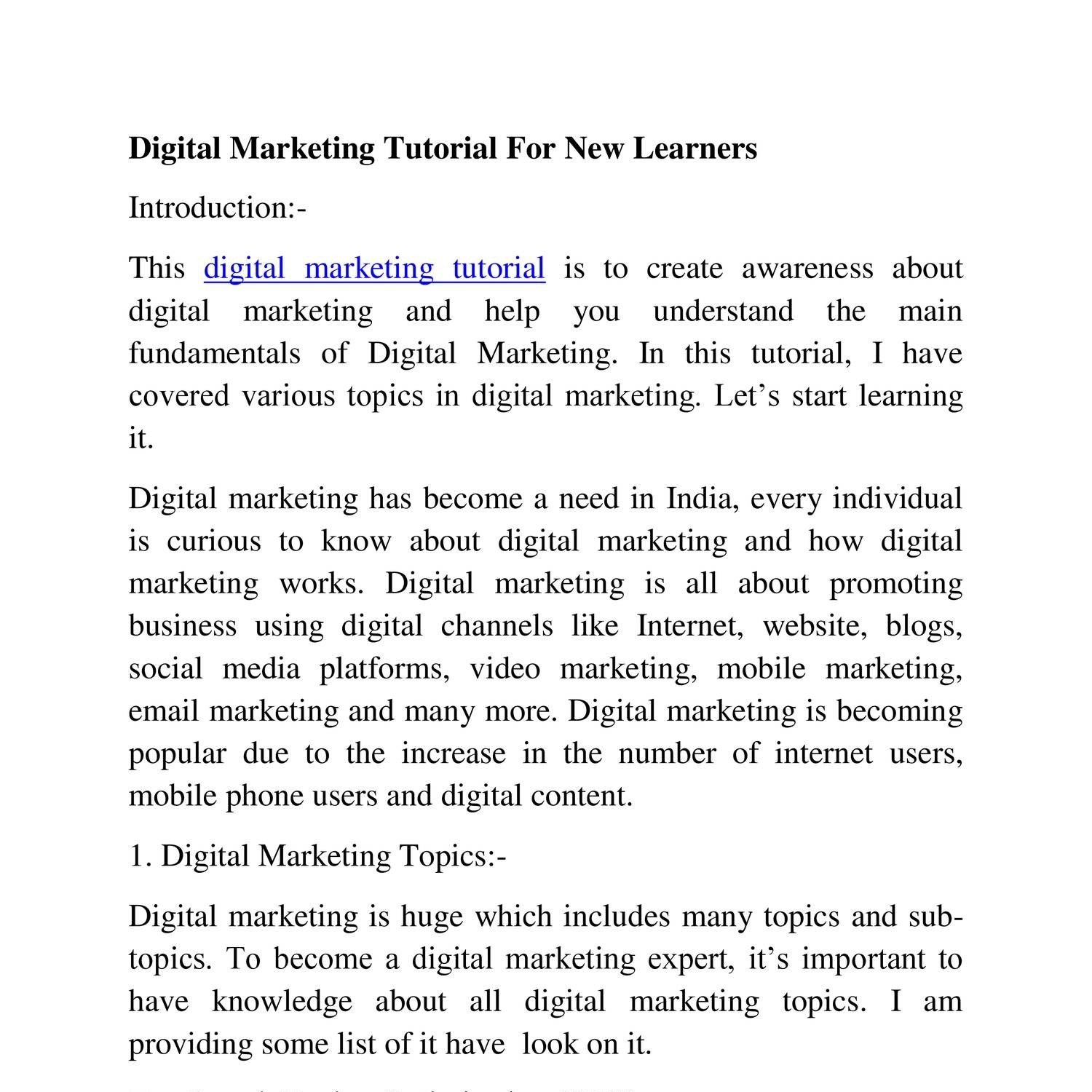 Digital Marketing Tutorials For New Learners.pdf | DocDroid