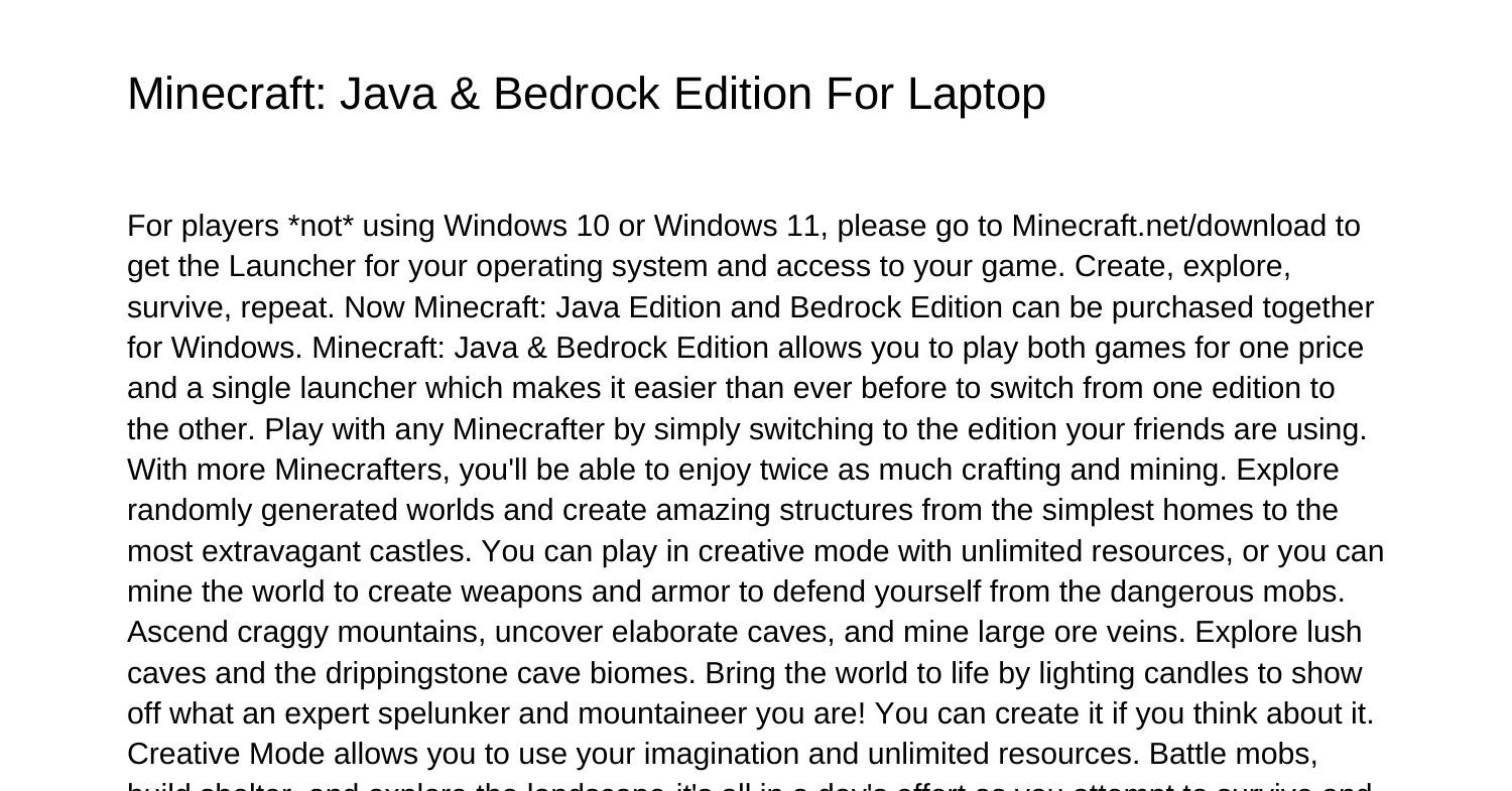 Minecraft Java Bedrock Version For Laptopdcbio.pdf.pdf | DocDroid
