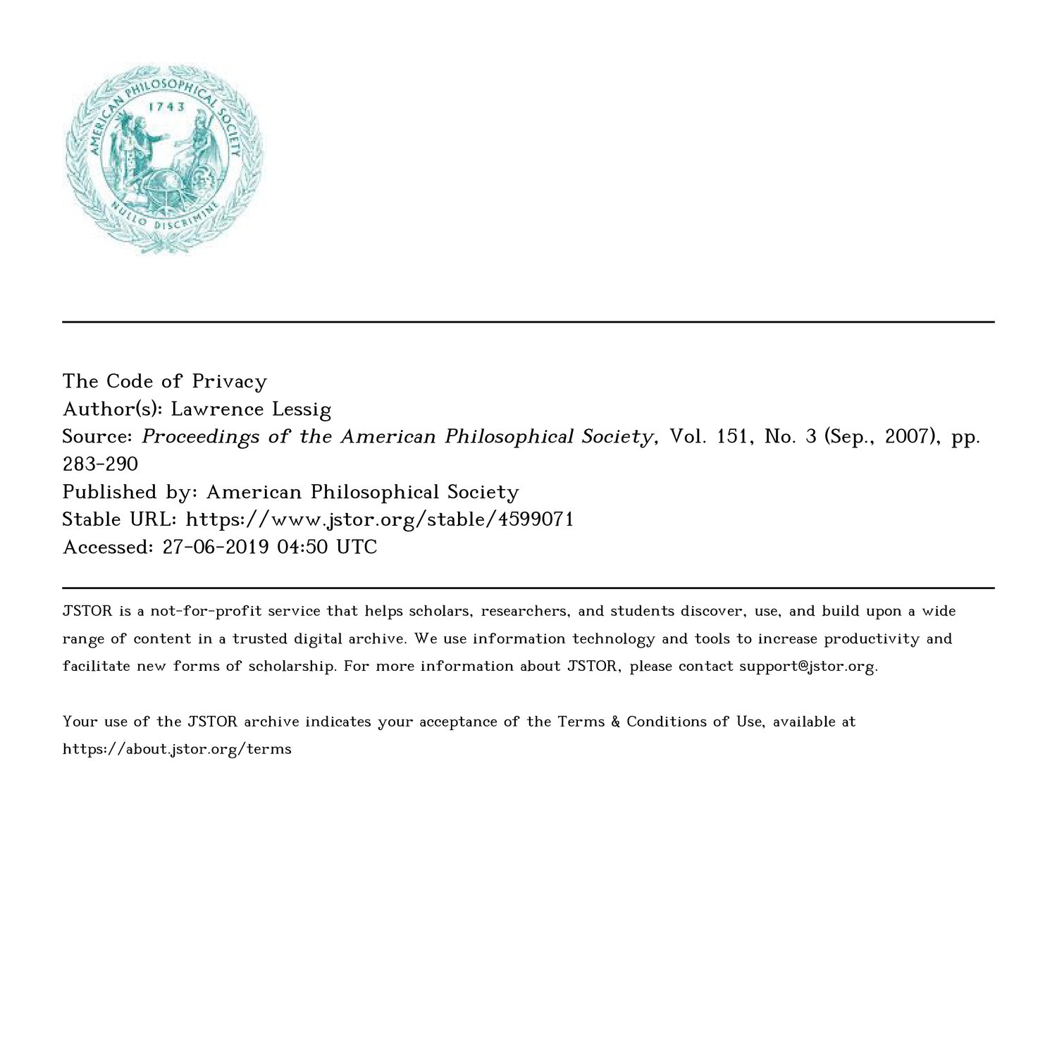 Lawrence Lessig - The Code of Privacy - 2007.pdf | DocDroid