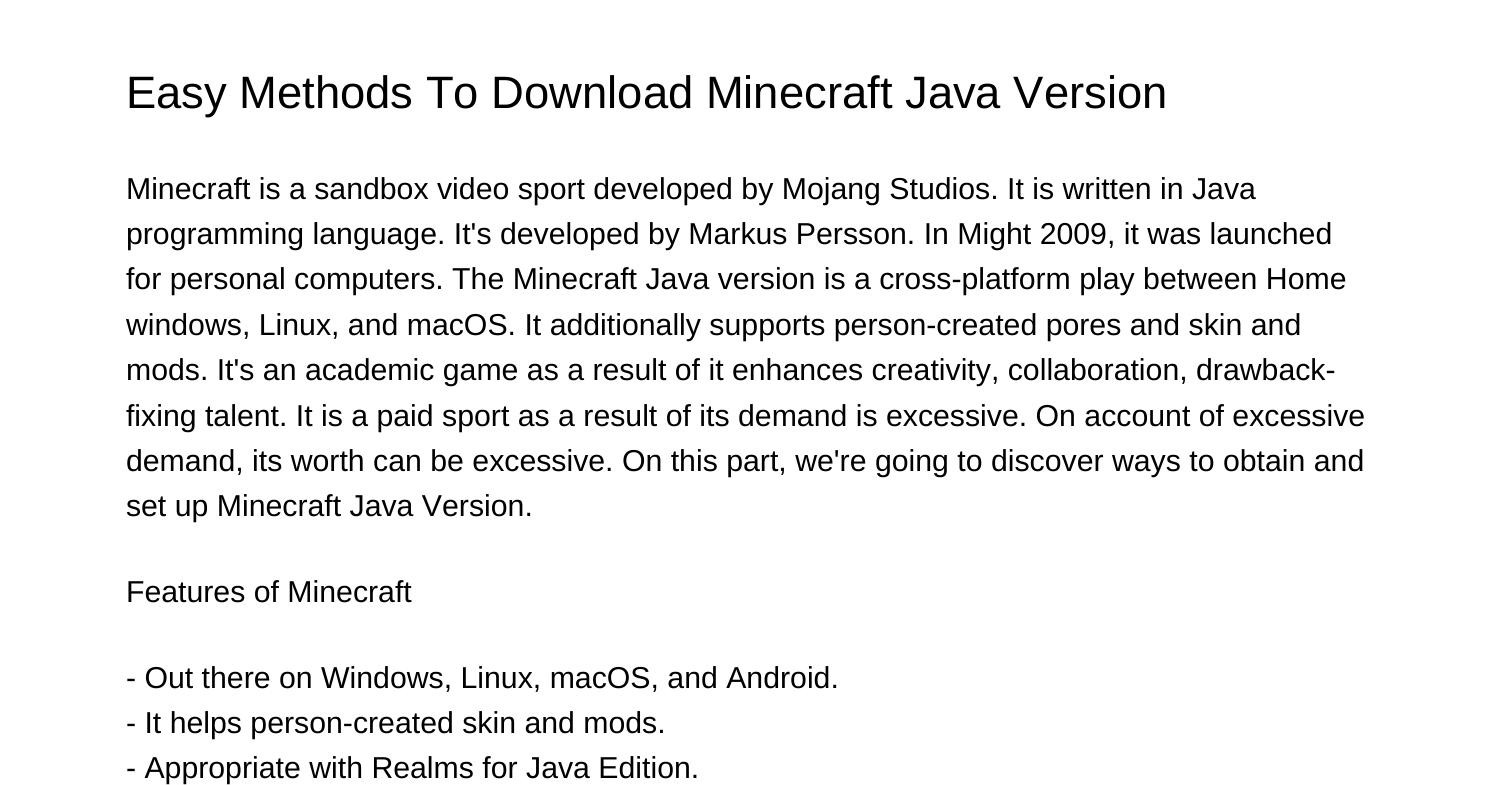 Tips On How To Download Minecraft Java Editiononntd.pdf.pdf | DocDroid