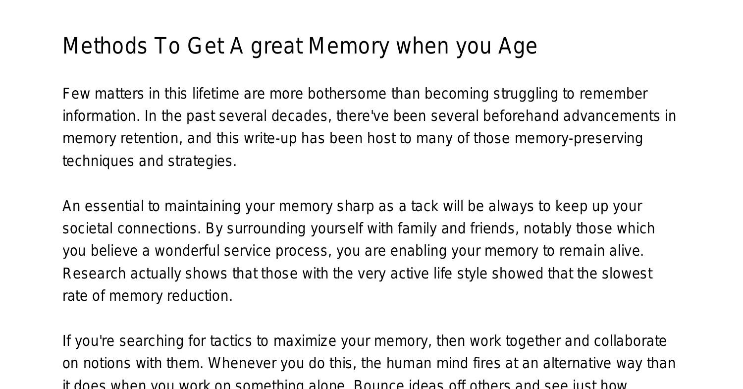 Methods To Have A excellent Memory when you Ageeugec.pdf.pdf | DocDroid
