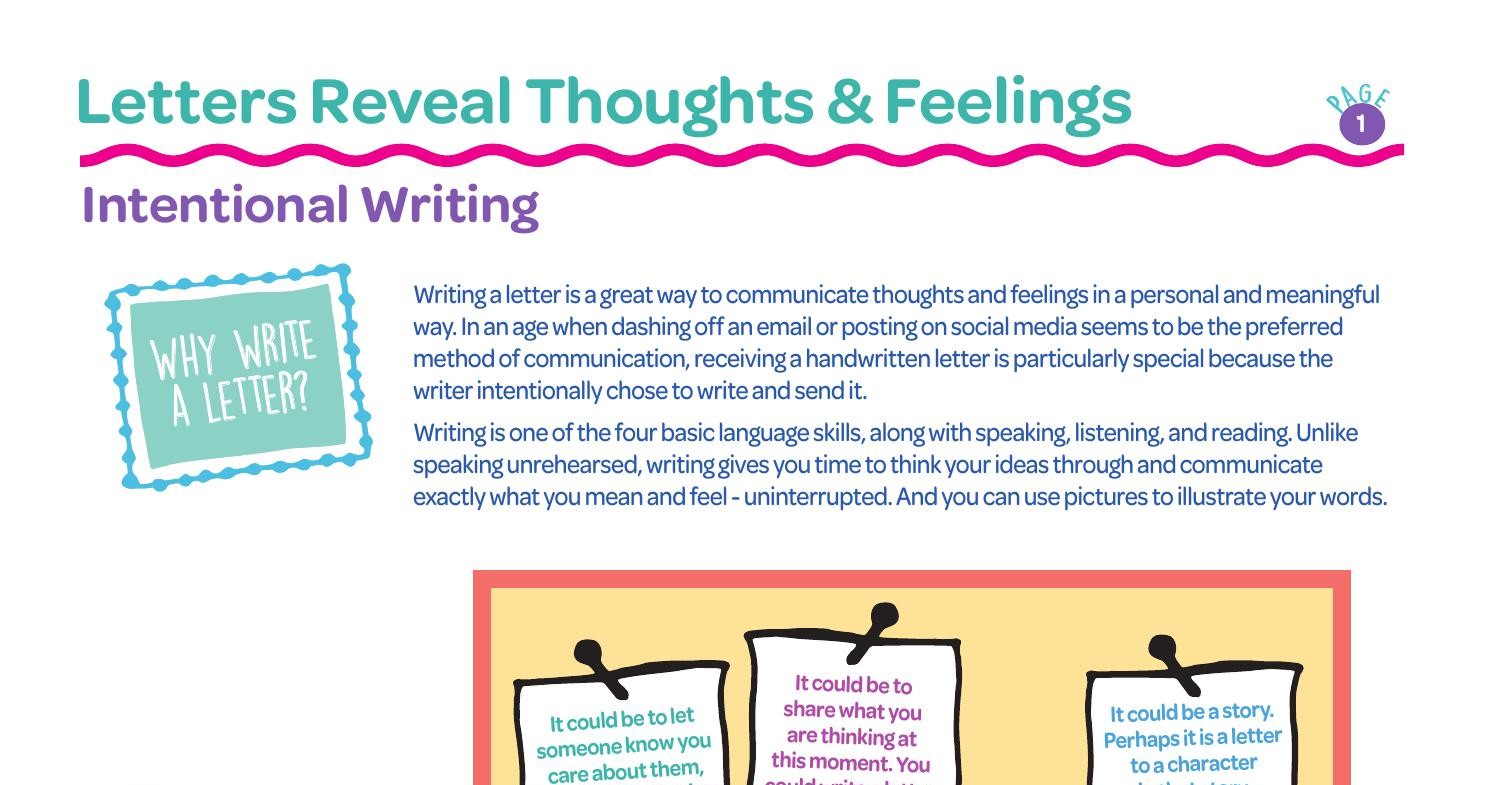 THINKING SHEET - INTENTIONAL WRITING - Letters Reveal Thoughts and ...