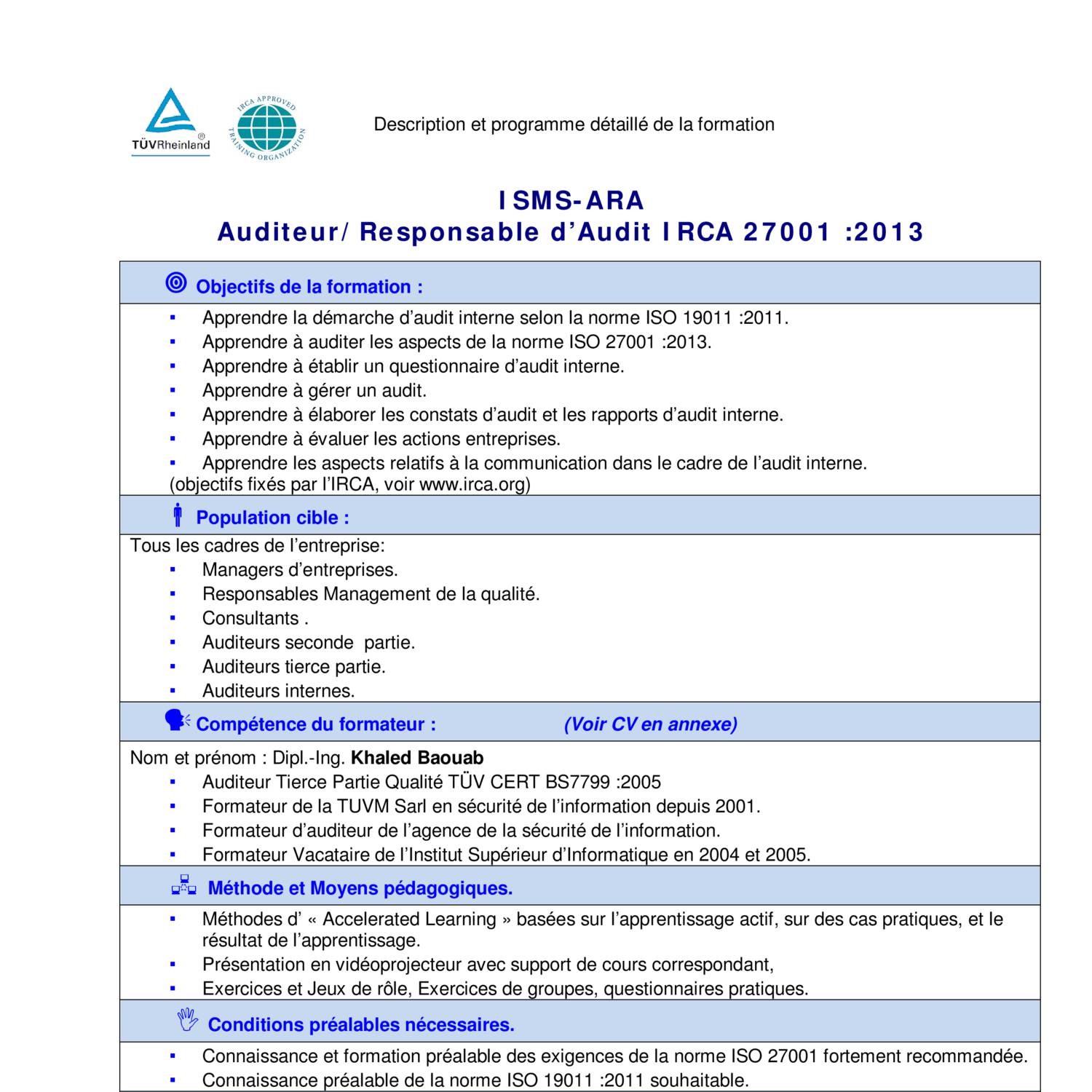 FT_Auditeur Responsable d’audit Management Sécurité de l’Information ...